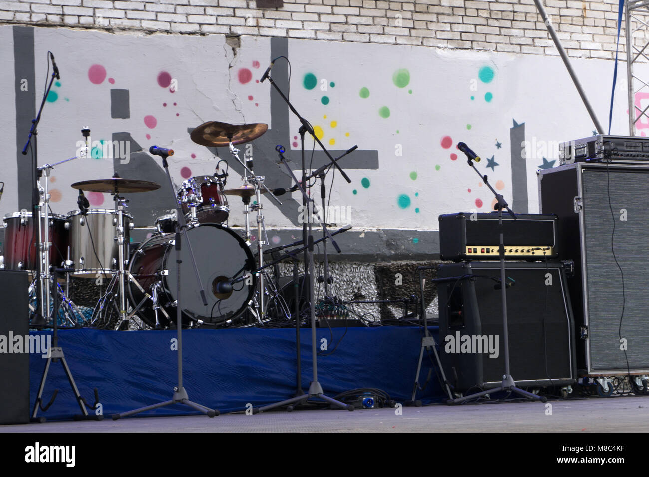 musical instruments on stage in a concert hall Stock Photo - Alamy