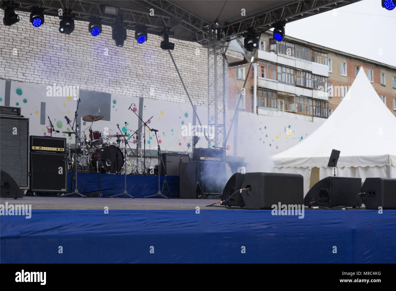musical instruments on stage in a concert hall Stock Photo - Alamy