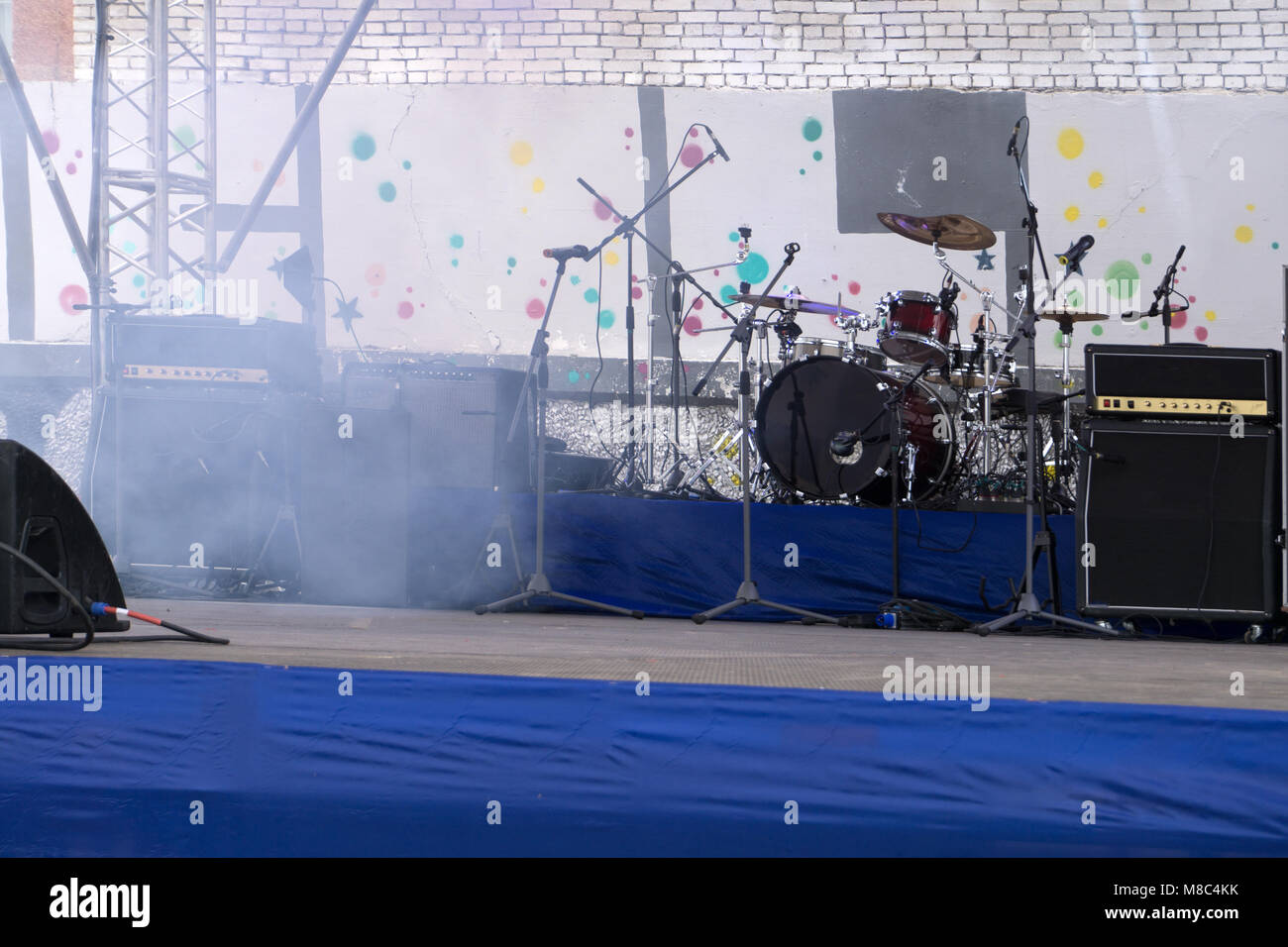 musical instruments on stage in a concert hall Stock Photo - Alamy