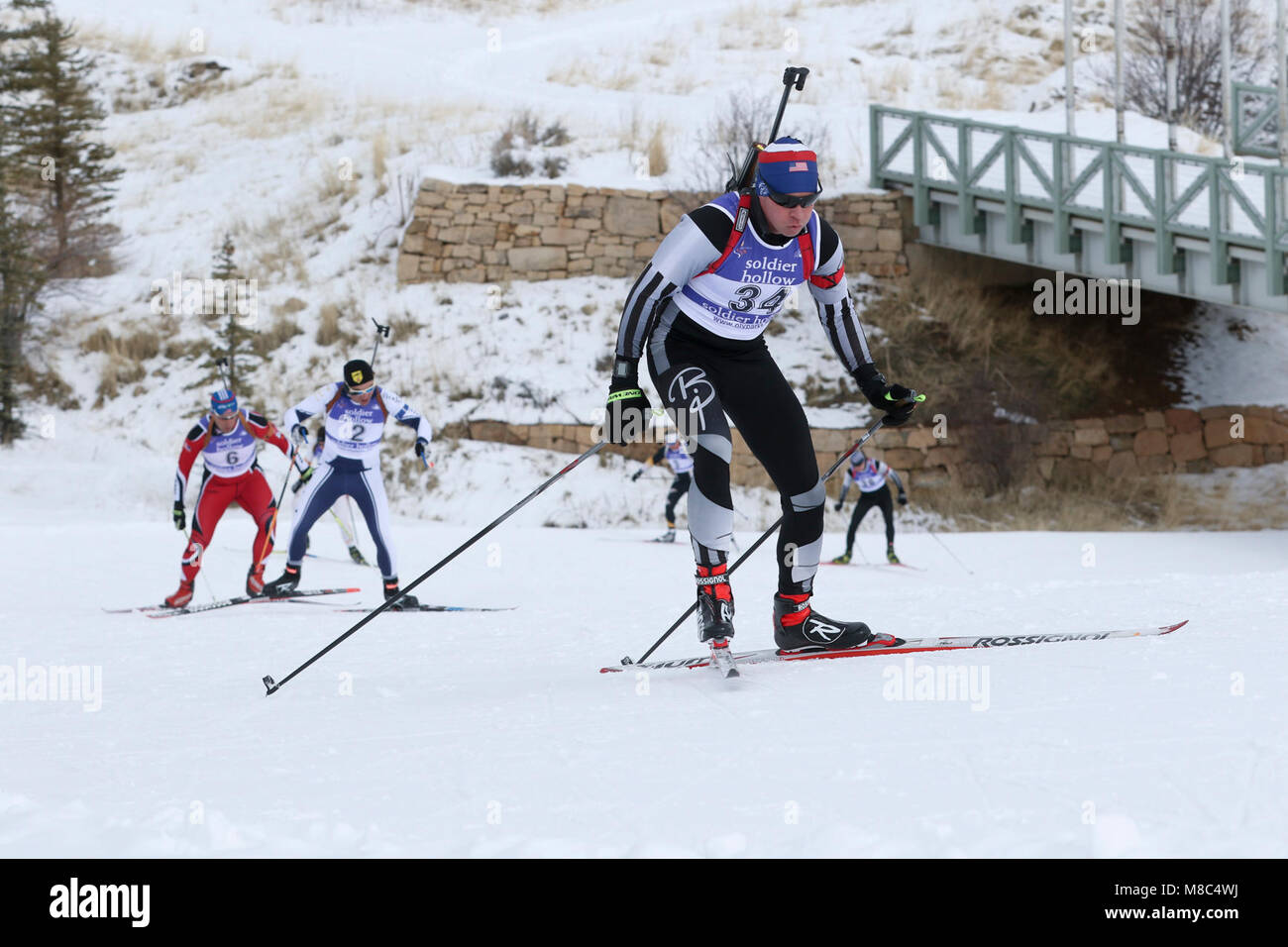 The pursuit event of the 2018 Chief National Guard Bureau Biathlon ...