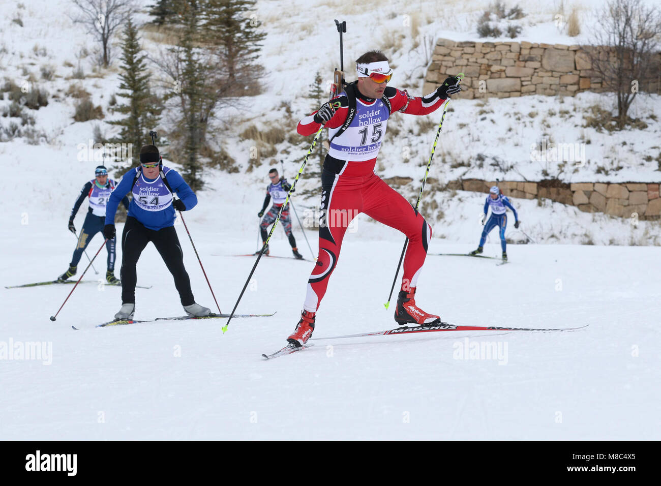 The pursuit event of the 2018 Chief National Guard Bureau Biathlon ...