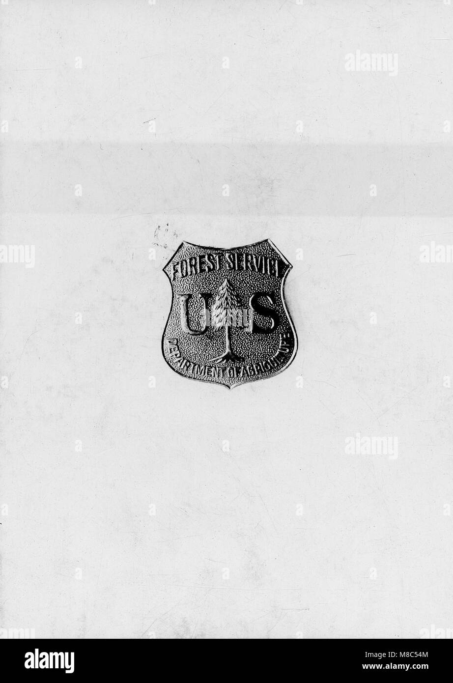 Vintage historical USDA black and white photo of Forest Service badge ...