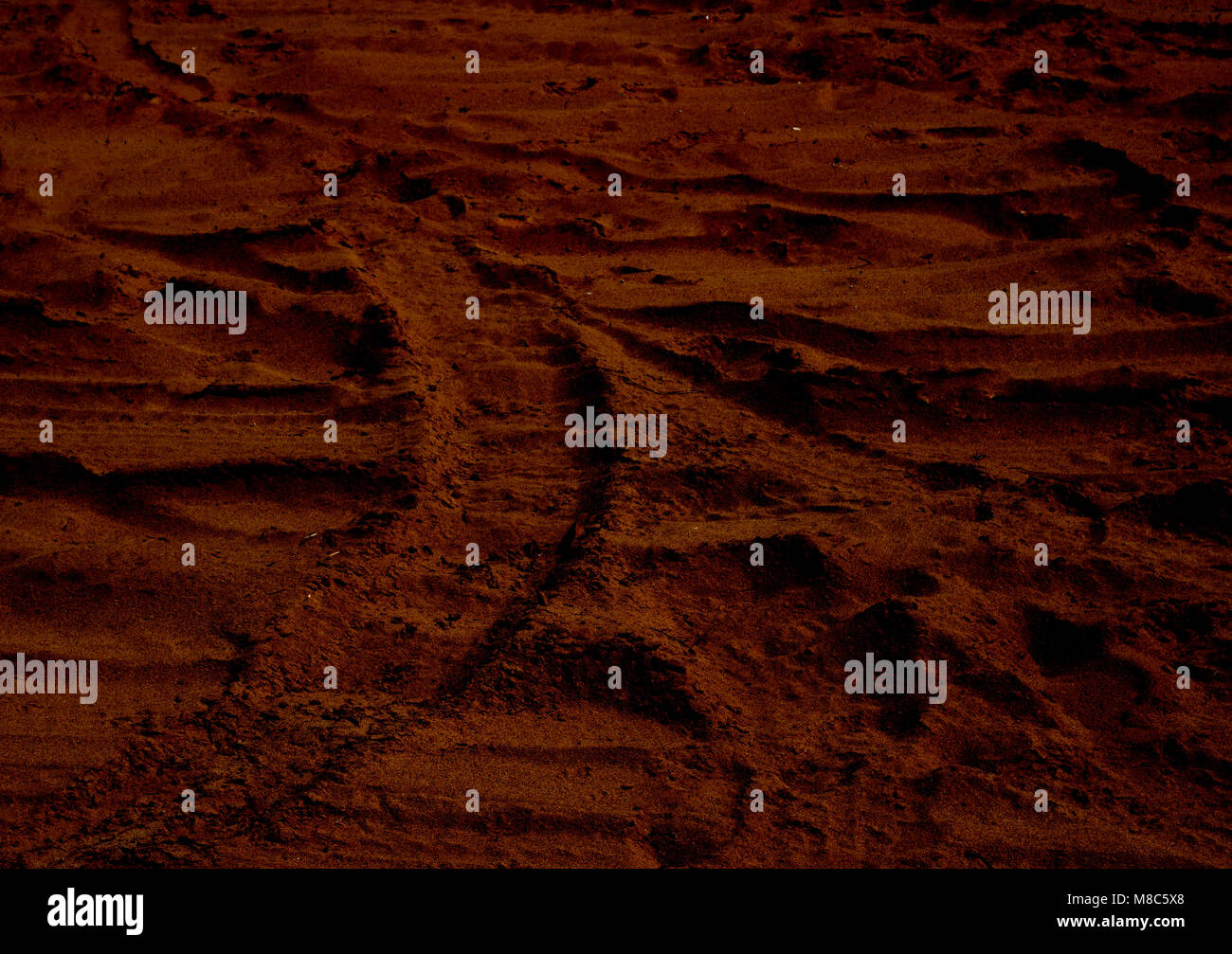 Martian sunset (Mars planet) red landscape. Looks like cold desert on ...