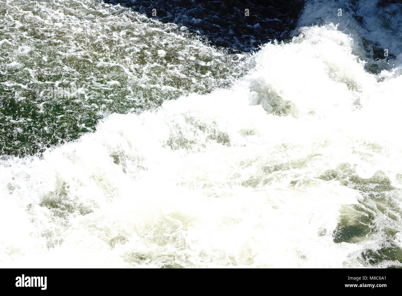 river flows through the rocks. Beautiful powerful of the mountain river ...