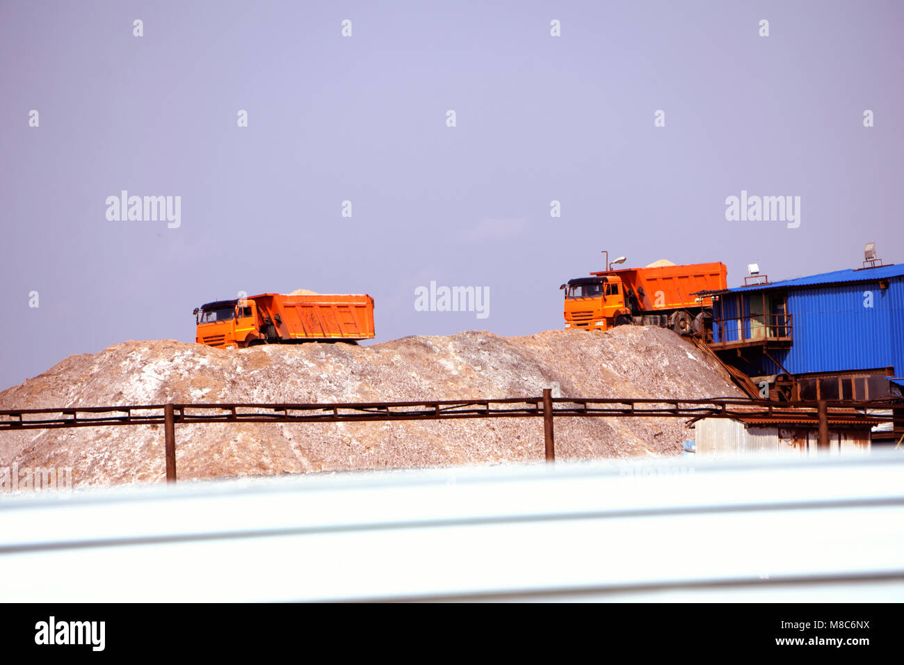 Extracting and mining potassium and magnesium salts.Large excavator ...