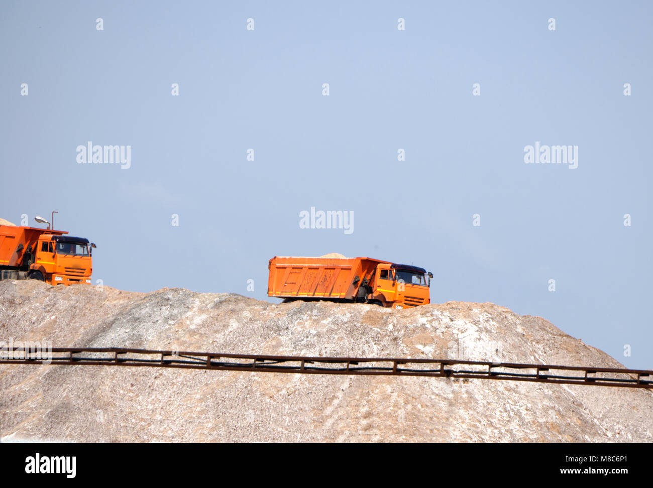 Extracting and mining potassium and magnesium salts.Large excavator ...