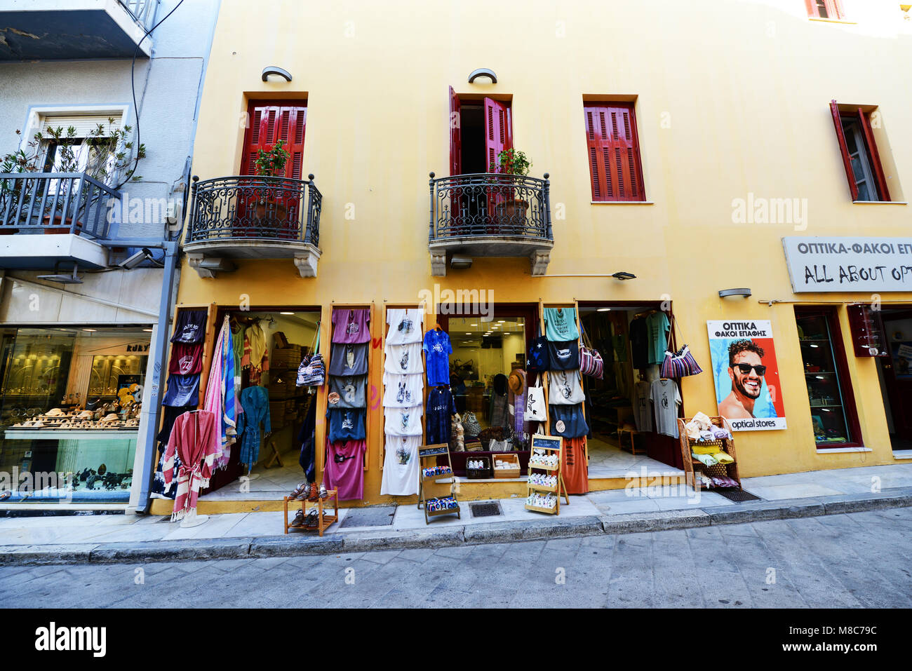 Souvenir shops in the Plaka ( old town ) neighborhood in Athens, Greece ...