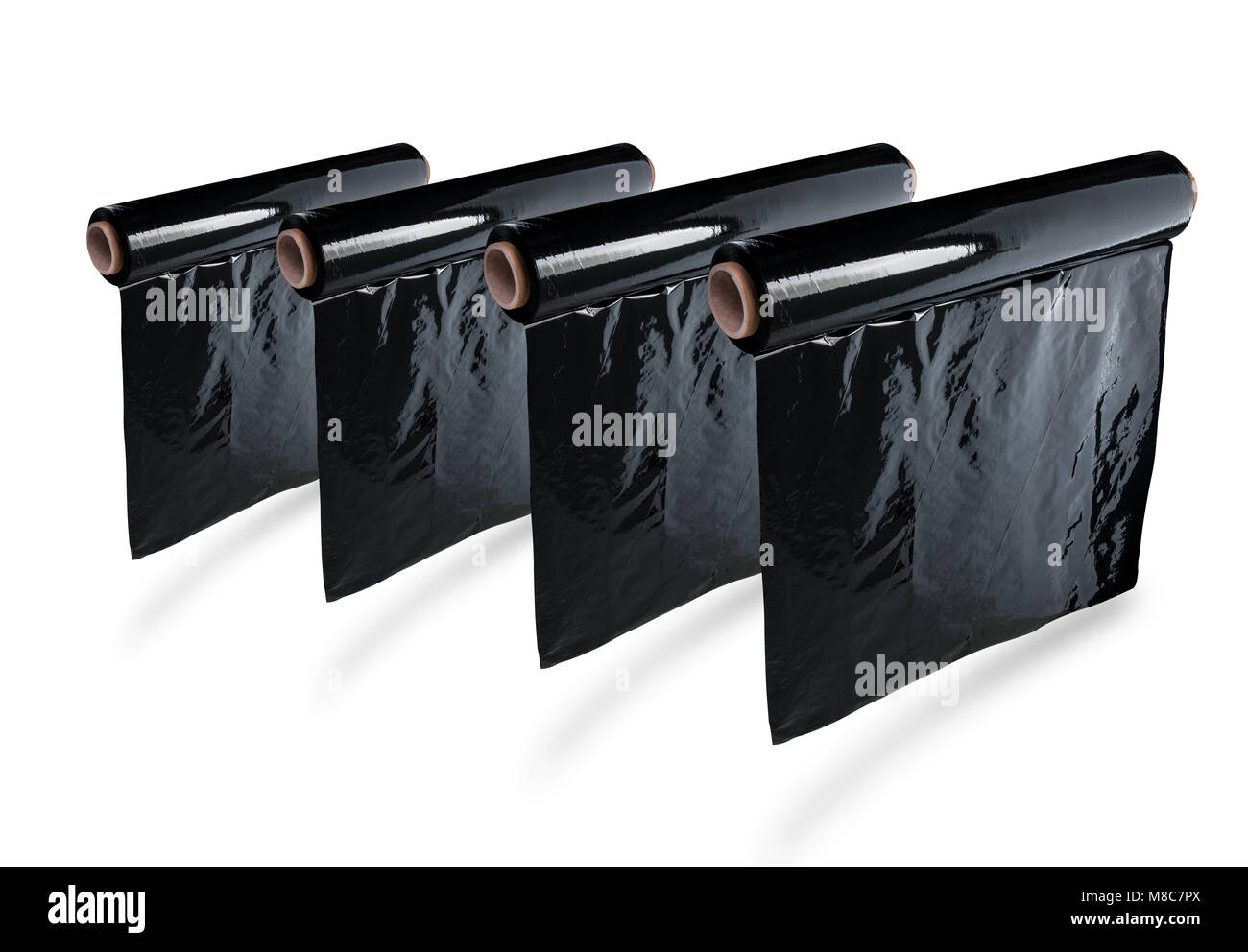 Black stretch film at white background isolated Stock Photo - Alamy