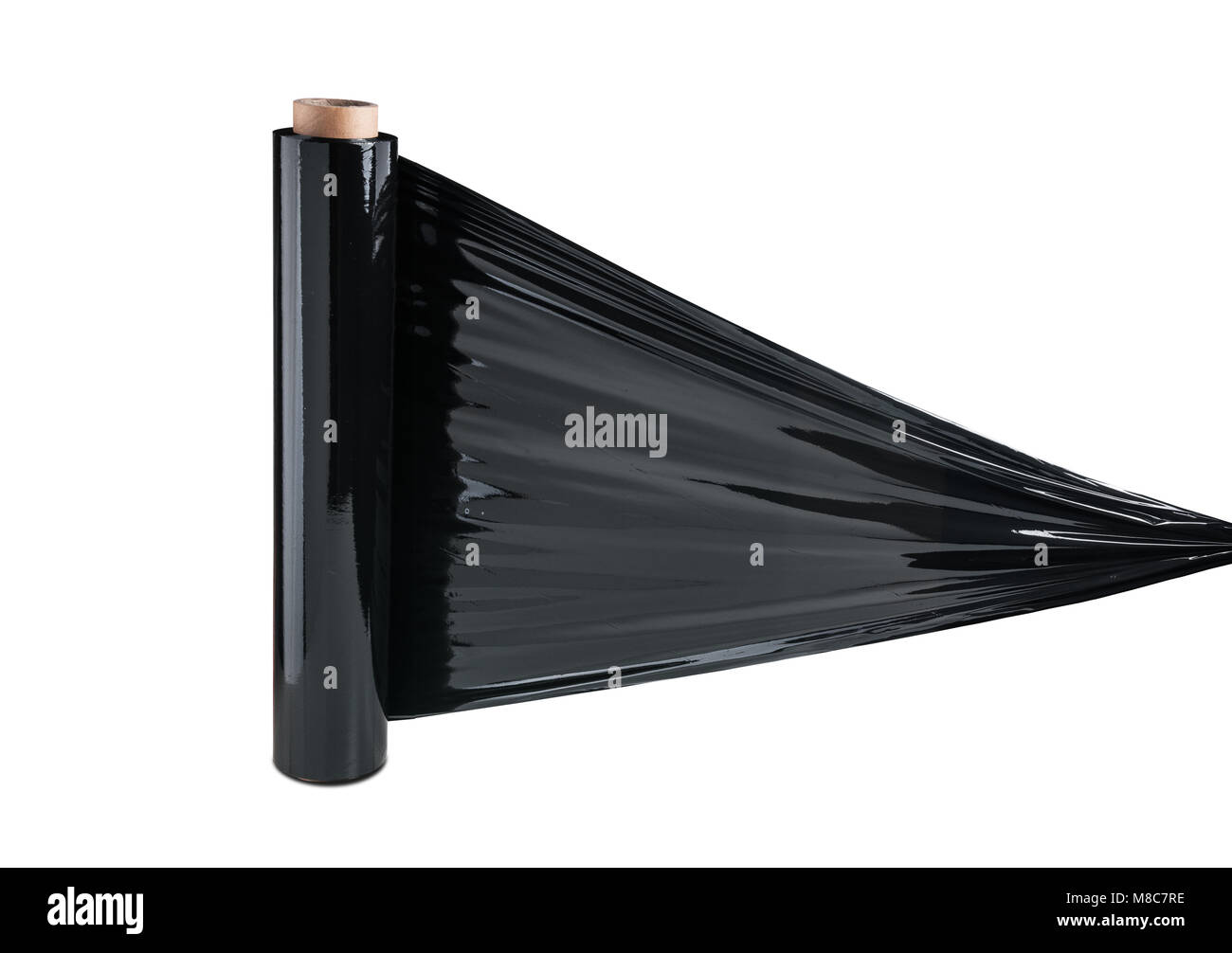 Black stretch film at white background isolated Stock Photo - Alamy