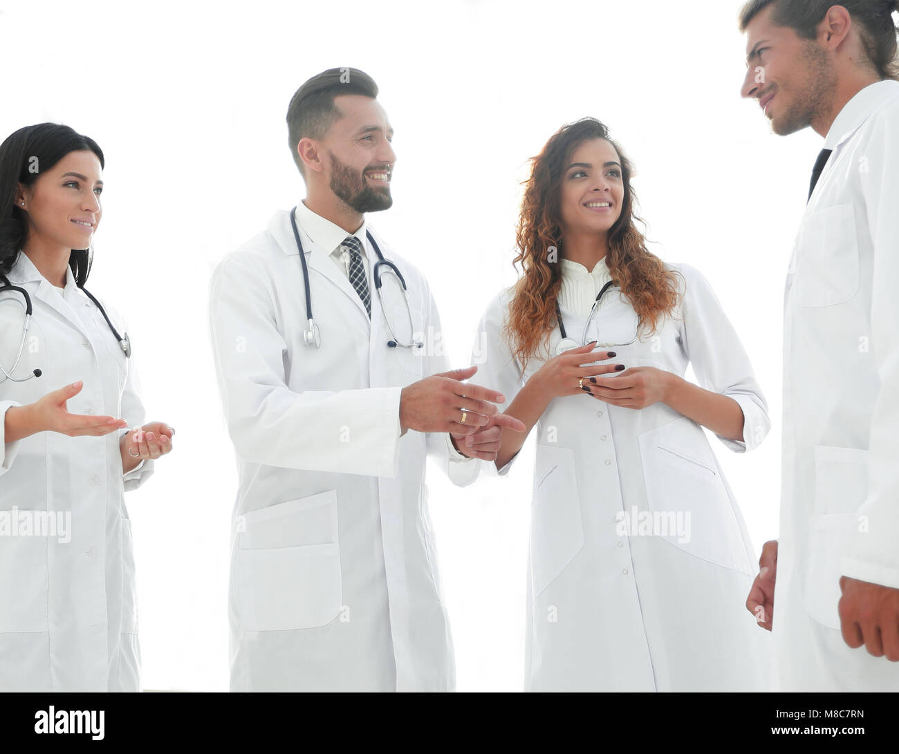 closeup of a group of doctors discussing Stock Photo - Alamy