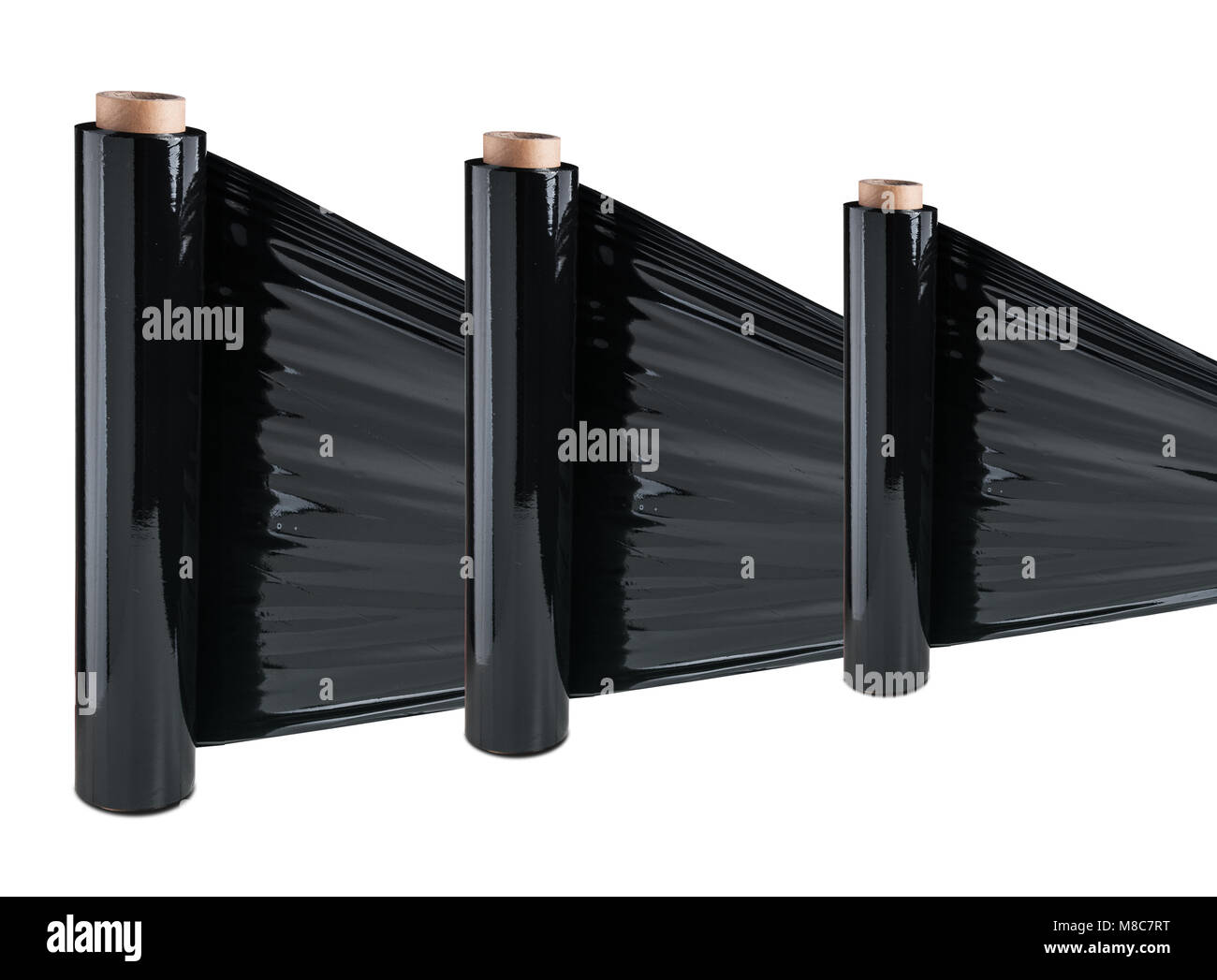 Black stretch film at white background isolated Stock Photo - Alamy