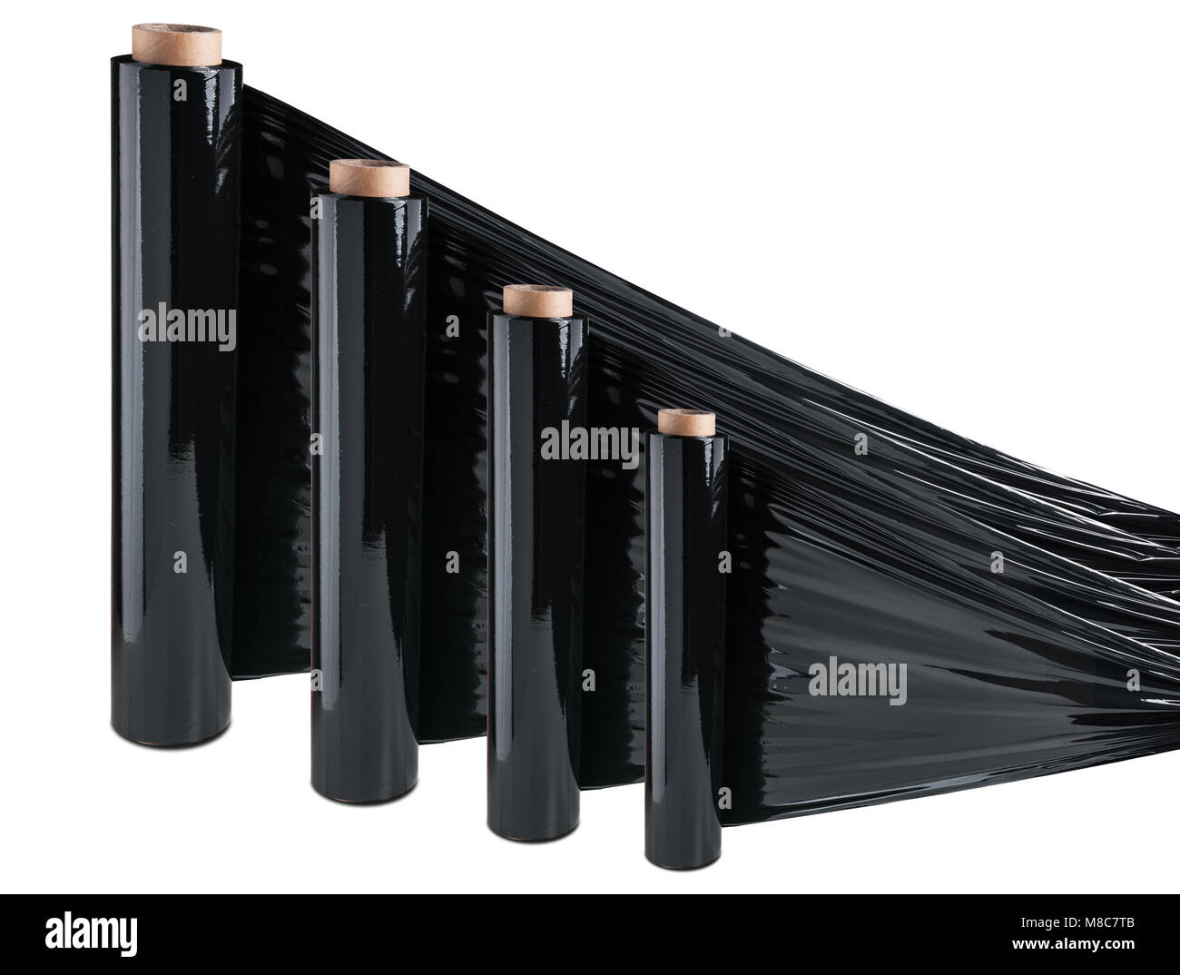 Black stretch film at white background isolated Stock Photo - Alamy
