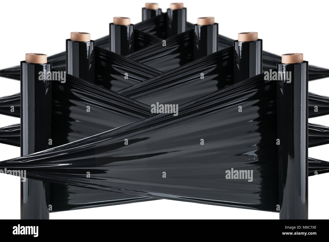 Black stretch film at white background isolated Stock Photo - Alamy