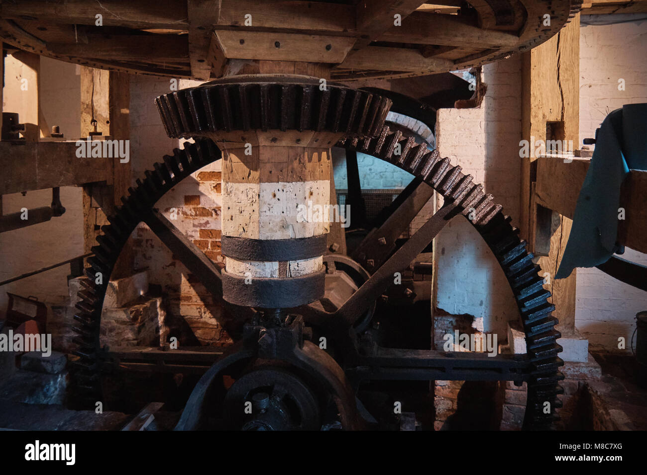 Parts of the interior of an old water mill Stock Photo - Alamy
