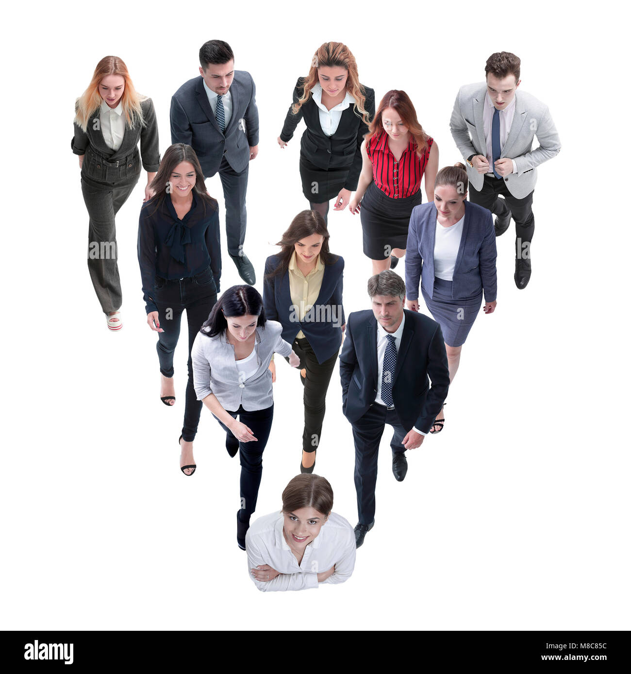 going business people behind the leader. isolated on white Stock Photo ...