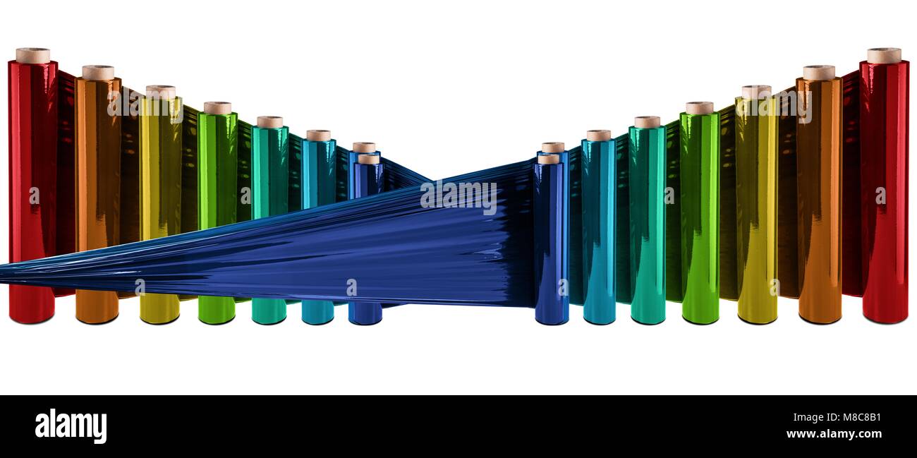 Colorful stretch film rolls at white background isolated Stock Photo ...