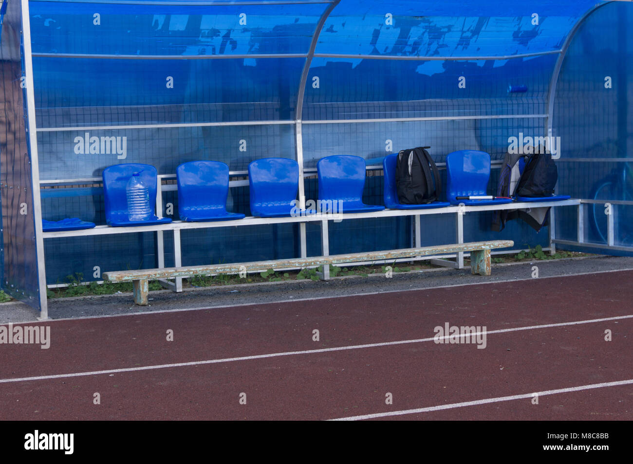 the bench on the football field Stock Photo - Alamy