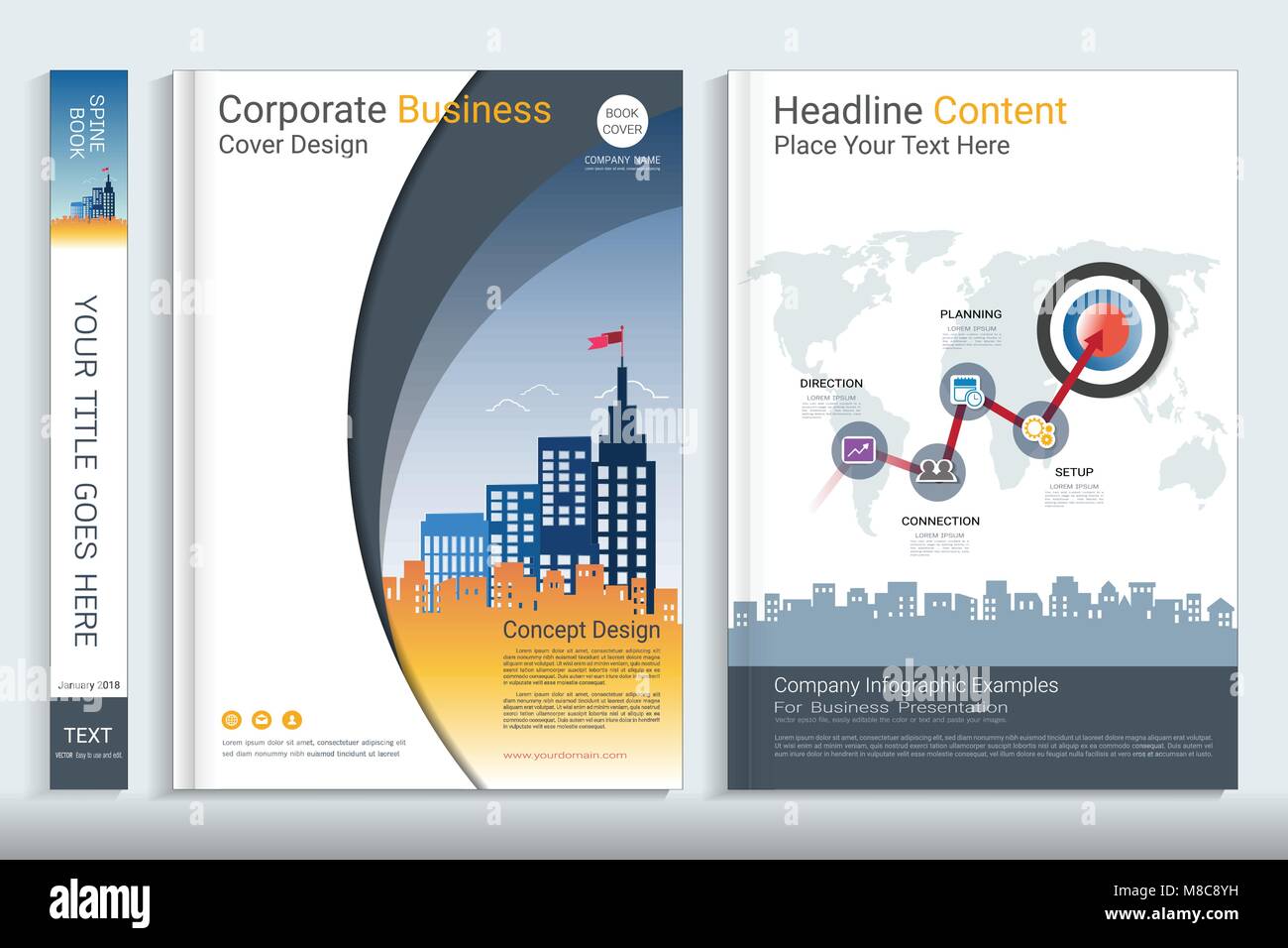 Corporate cover book design template with infographic element, Covers ...