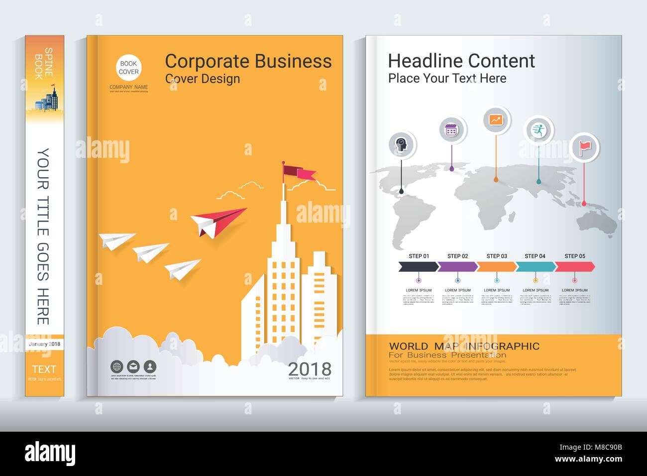 Corporate cover book design template with infographic element, Covers ...