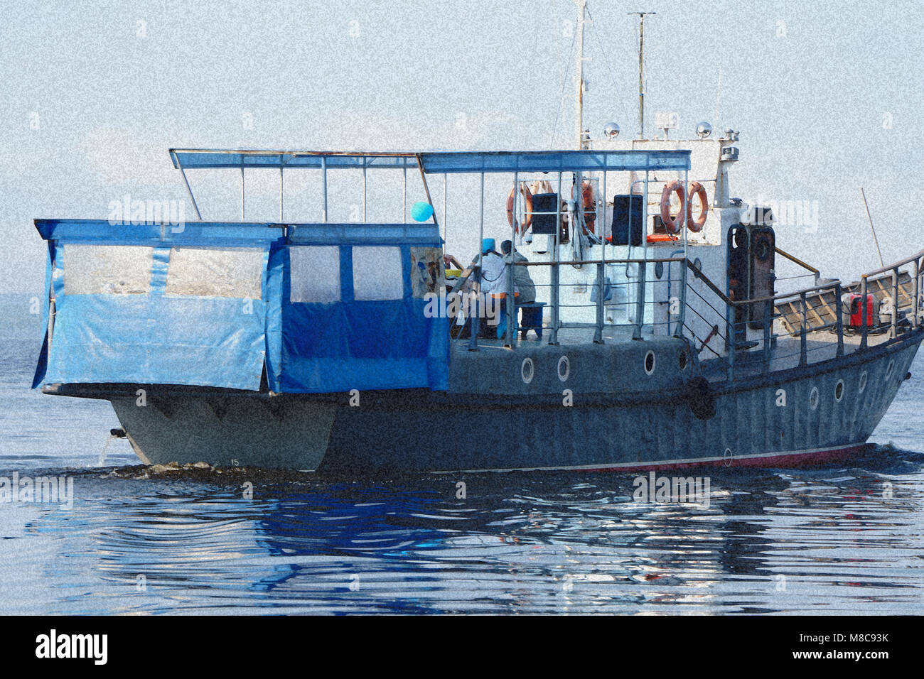 the Tug boat floats on the river Stock Photo - Alamy