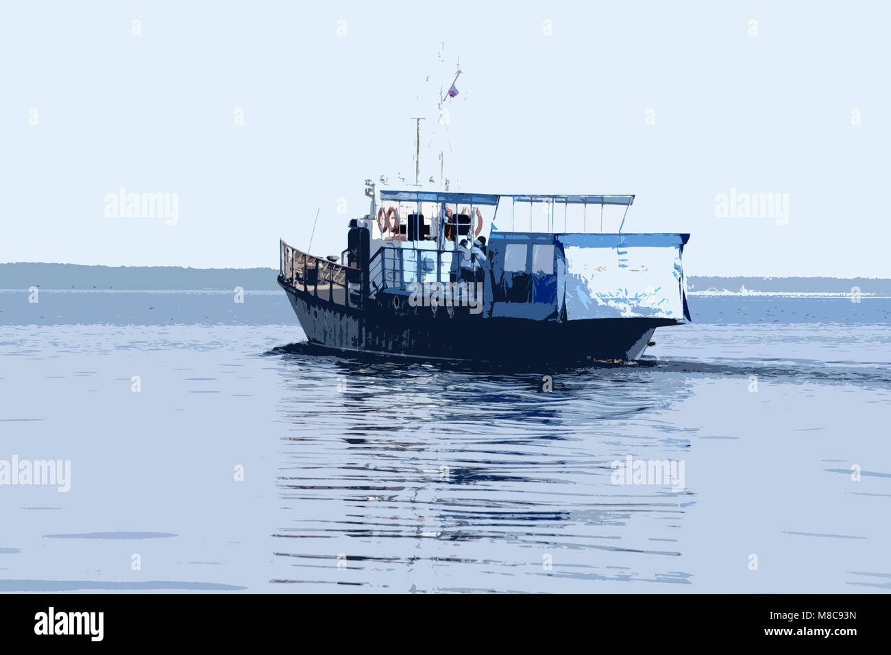 the Tug boat floats on the river Stock Photo - Alamy