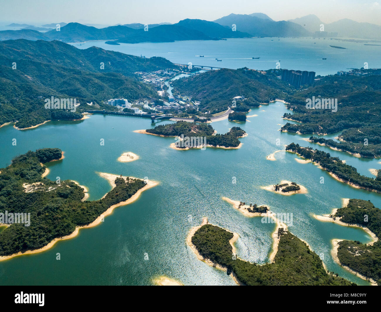 Aerial view of Reservoir Landscape Stock Photo - Alamy