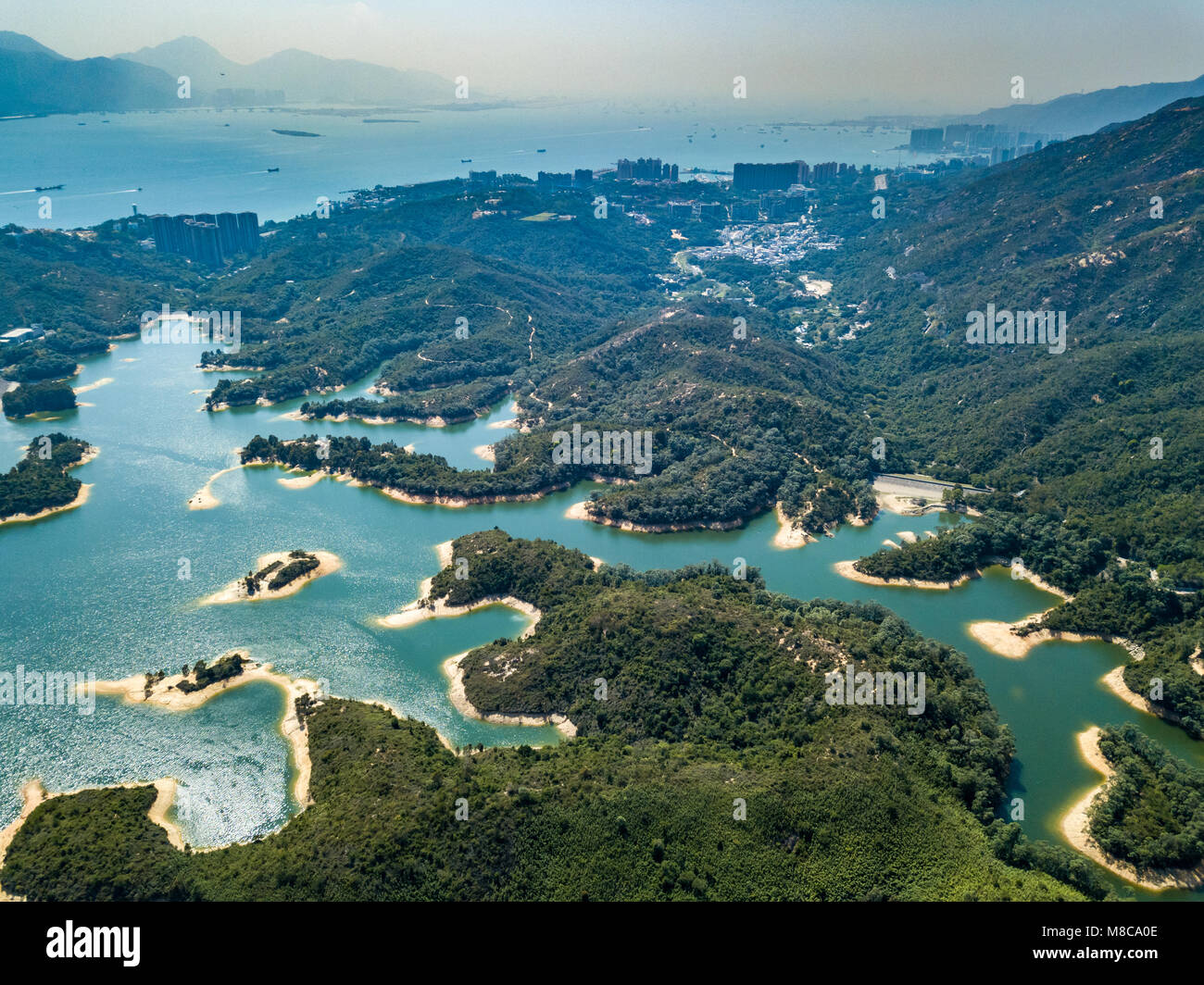 Aerial view of Reservoir Landscape Stock Photo - Alamy
