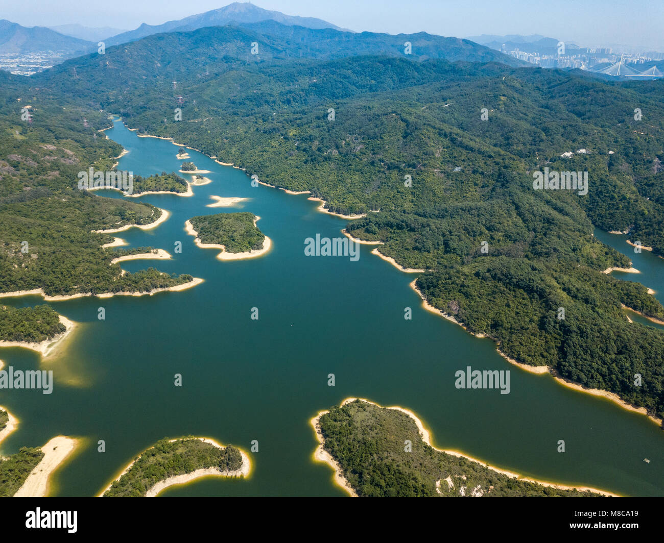 Aerial view of Reservoir Landscape Stock Photo - Alamy