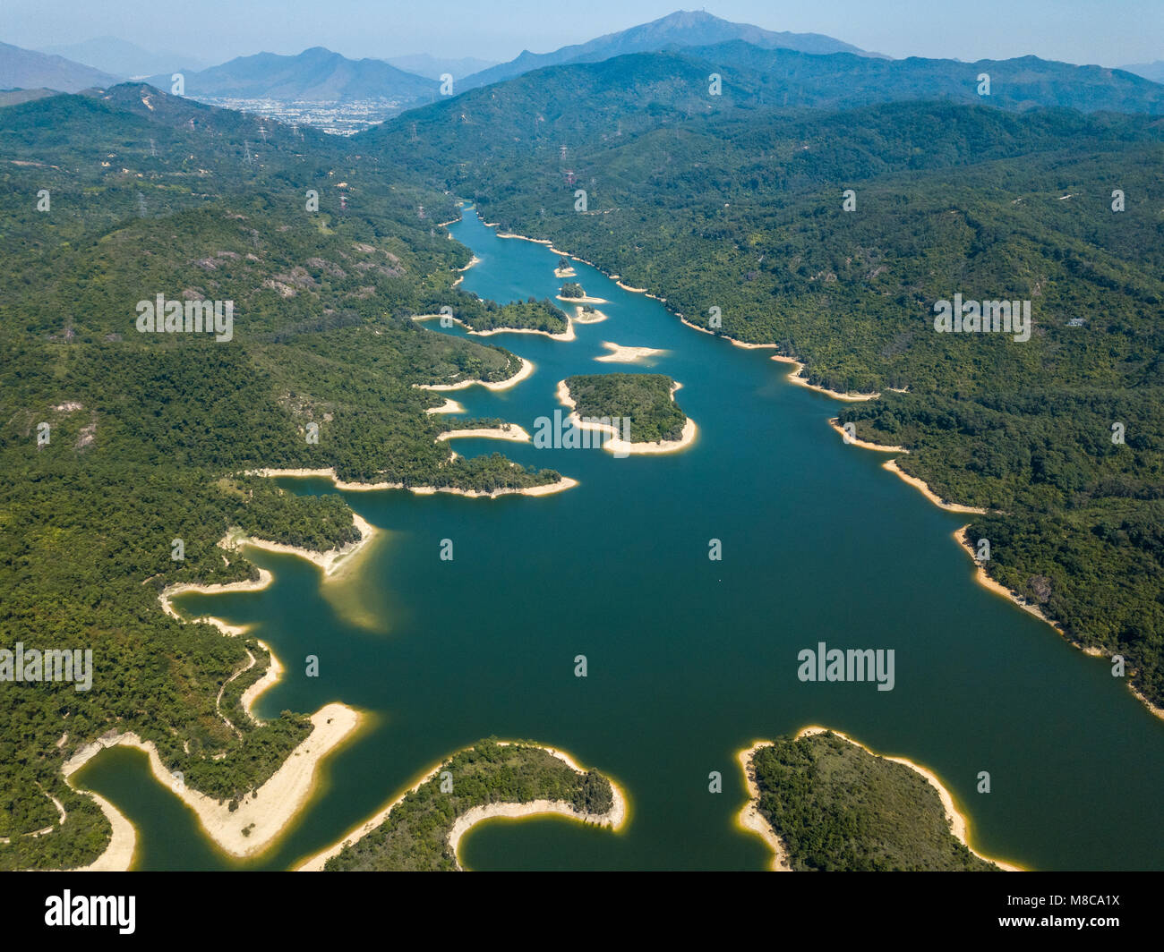 Aerial view of Reservoir Landscape Stock Photo - Alamy
