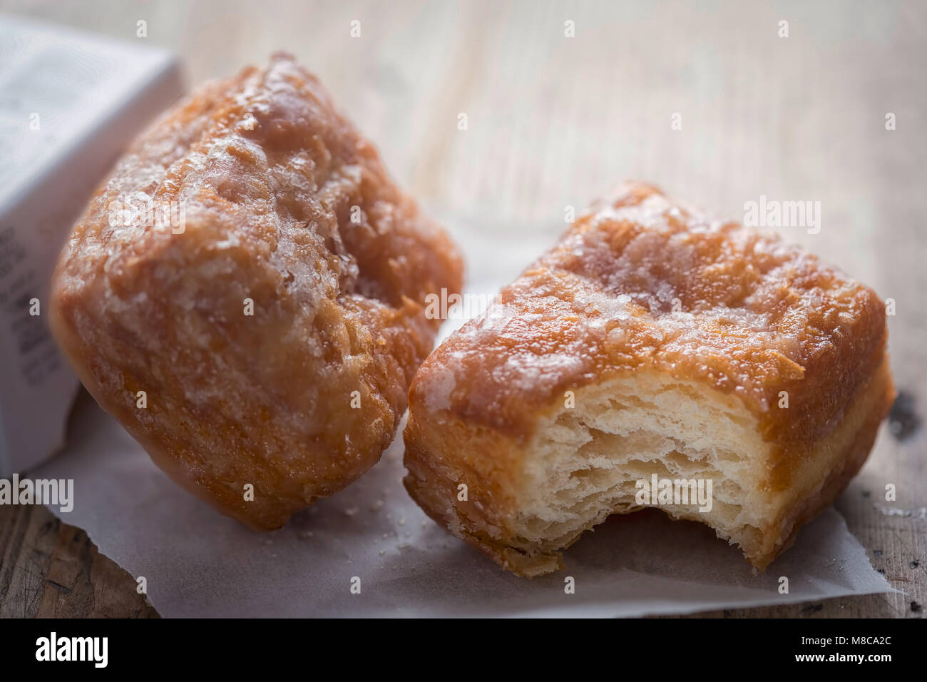 Mini American style soft iced doughnuts Stock Photo - Alamy