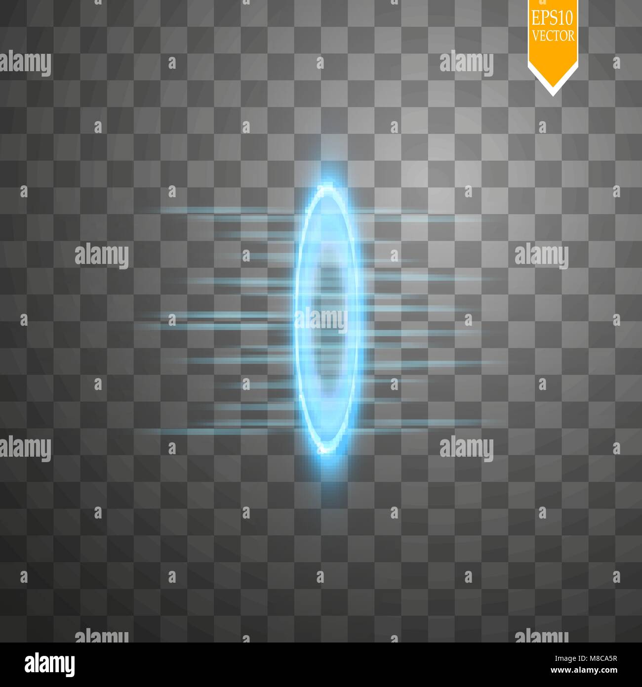 Round blue glow rays night scene with sparks on transparent background ...