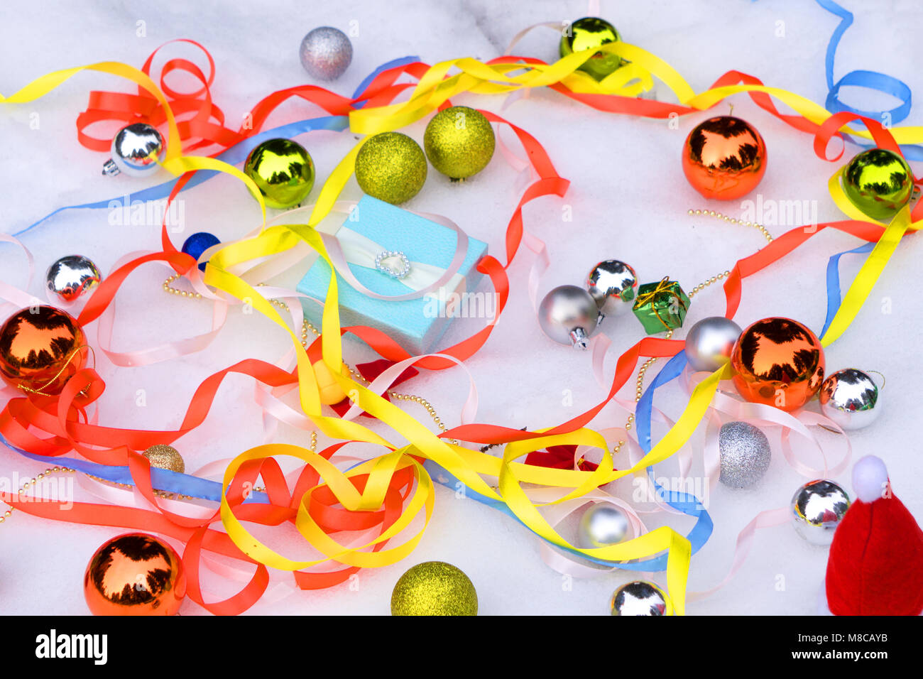 colorful curved ribbons falling Stock Photo - Alamy
