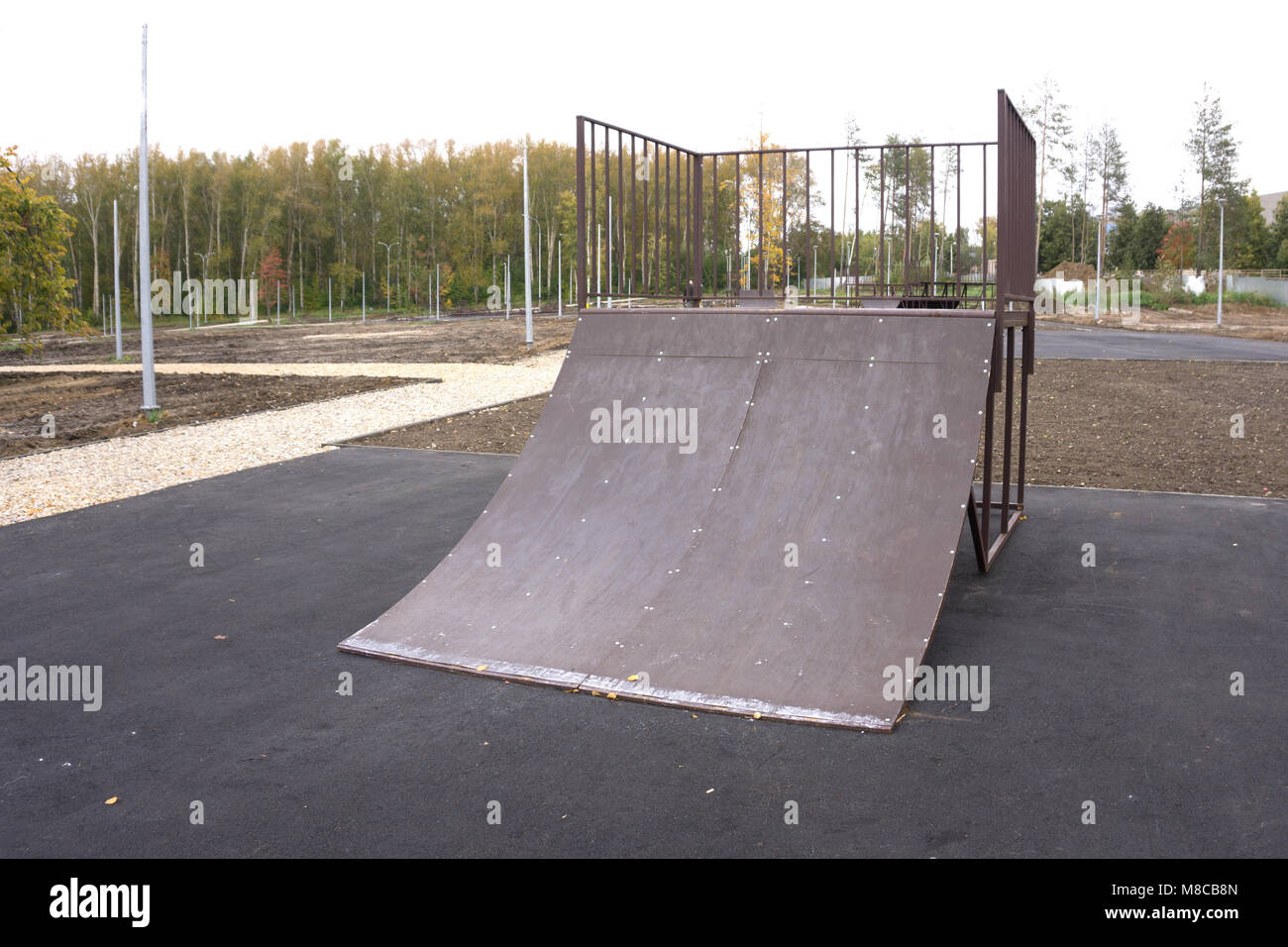 Outdoor skatepark with various ramps Stock Photo - Alamy
