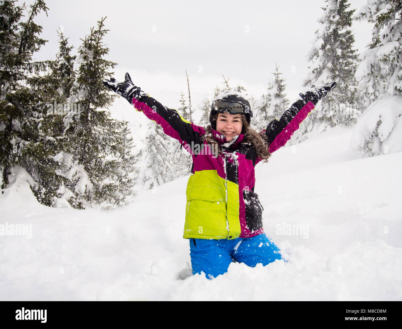 Teenage girl on snow Stock Photo - Alamy