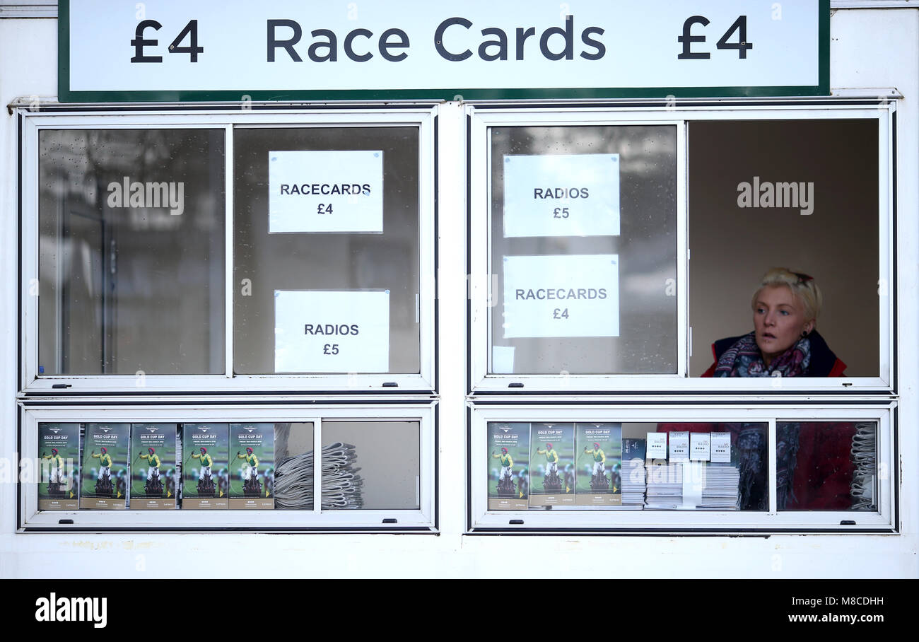 Race cards on sale prior to the start of racing on Gold Cup Day of the ...