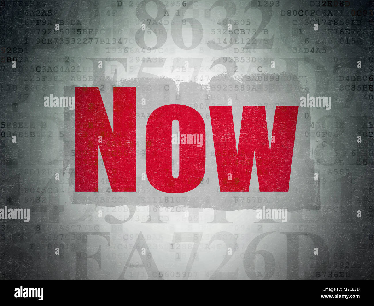 Time concept: Now on Digital Data Paper background Stock Photo - Alamy