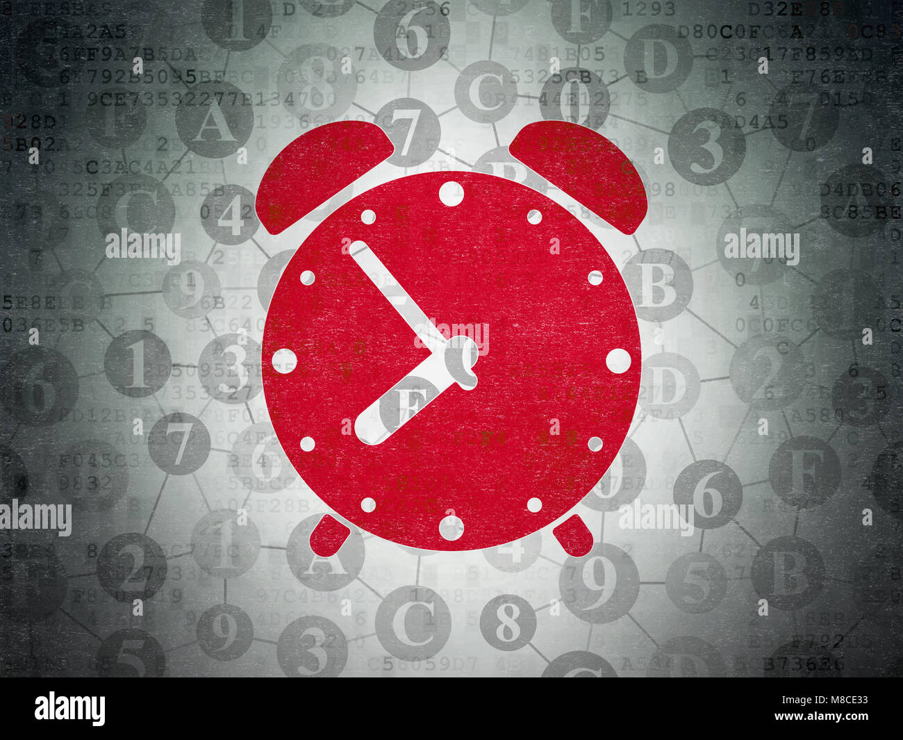 Timeline concept: Alarm Clock on Digital Data Paper background Stock ...