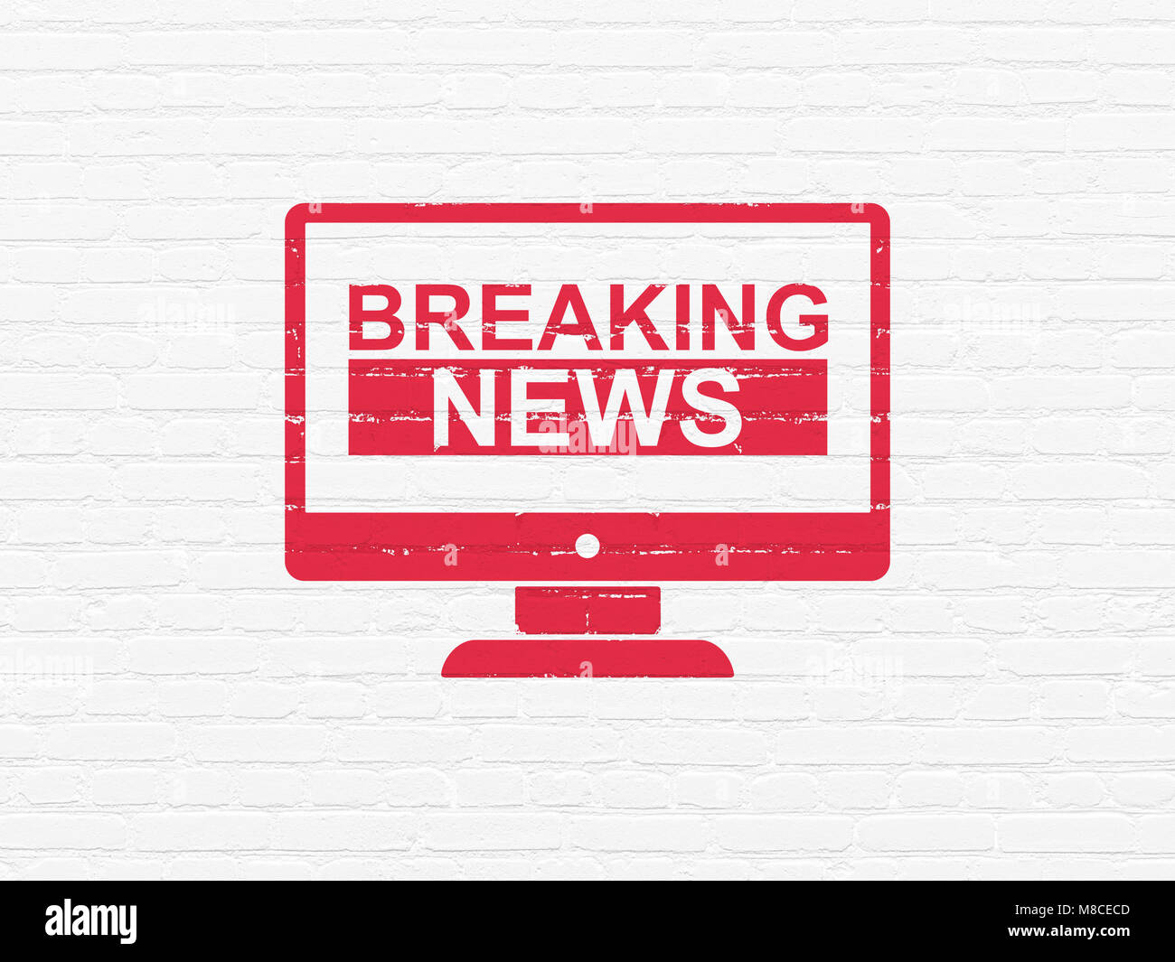 News concept: Breaking News On Screen on wall background Stock Photo ...
