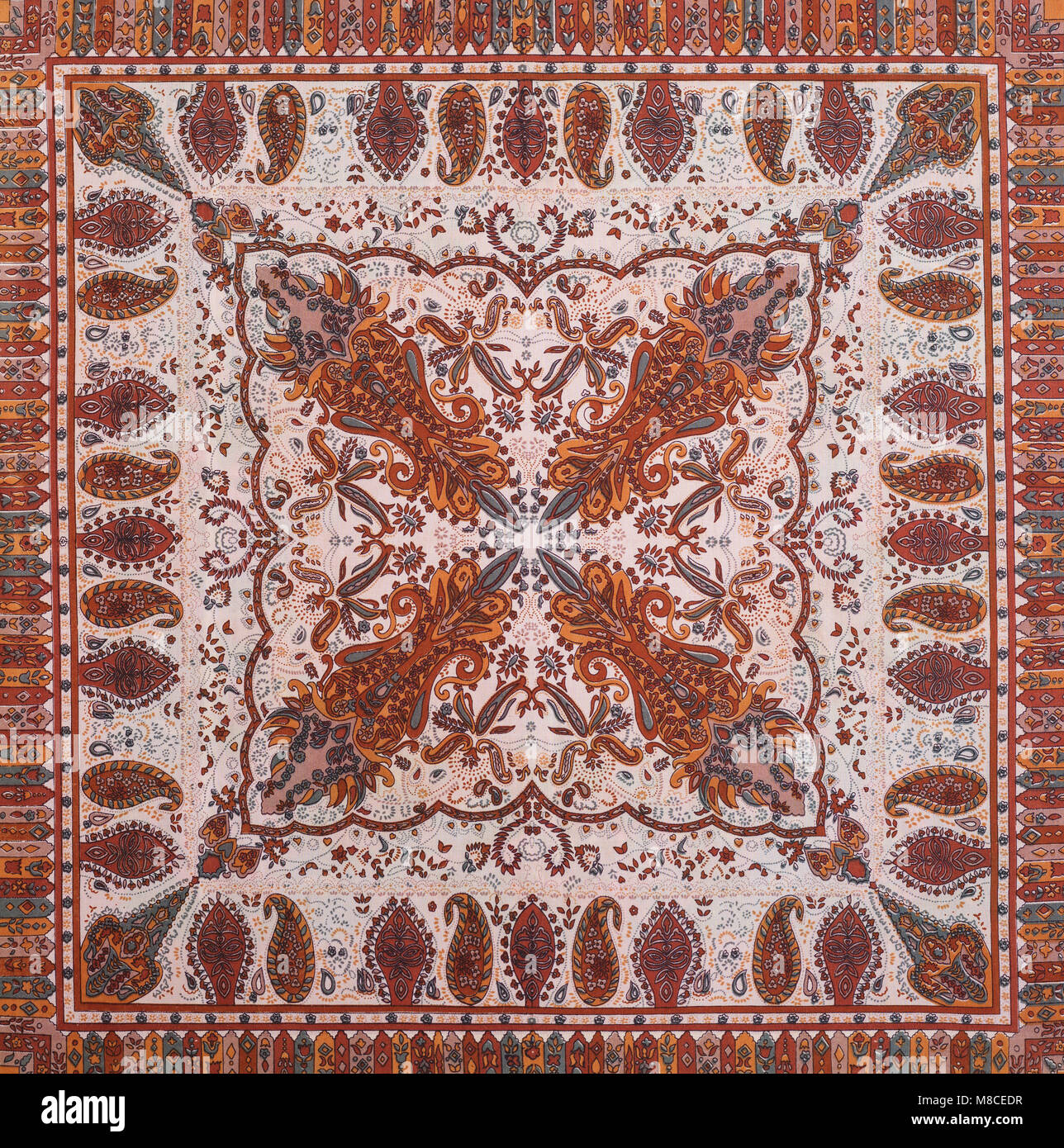 Traditional folk paintings on old silk material - old vintage pattern ...