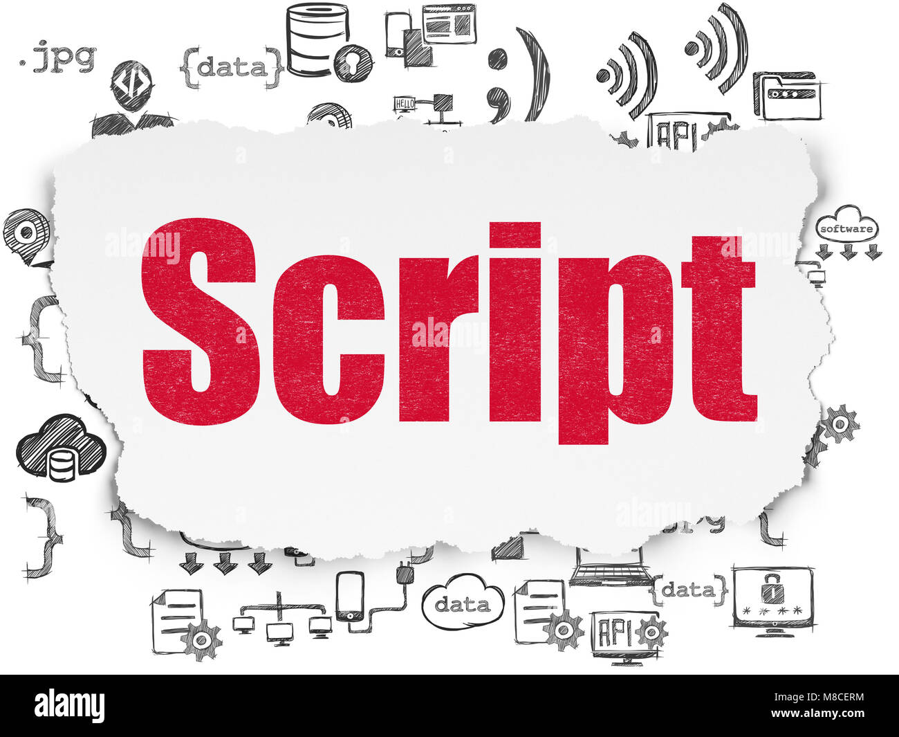 Database concept: Script on Torn Paper background Stock Photo - Alamy