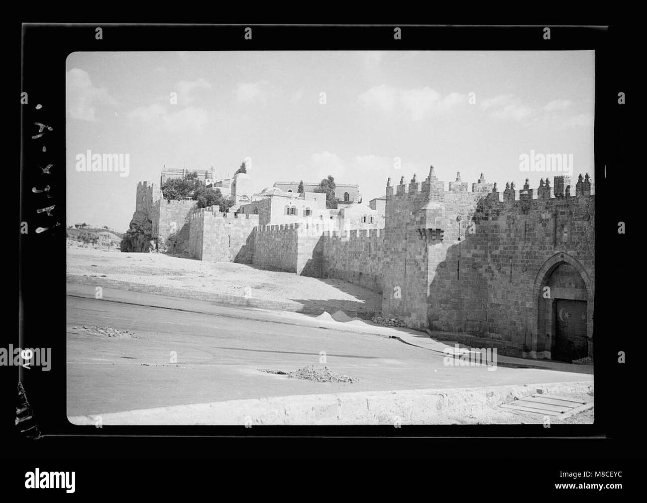 A photograph showing the deserted scene outside the closed Damascus ...