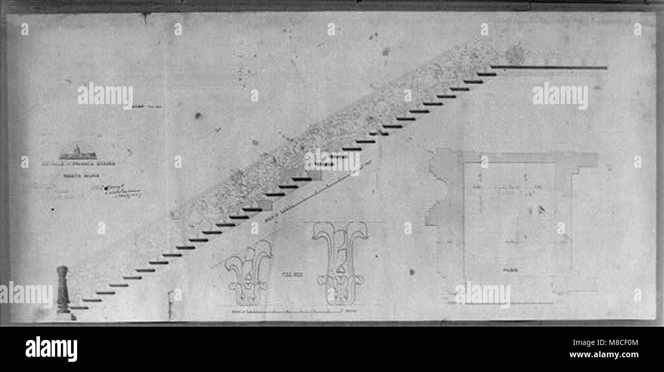 The image shows the architectural details of private stairs located in ...