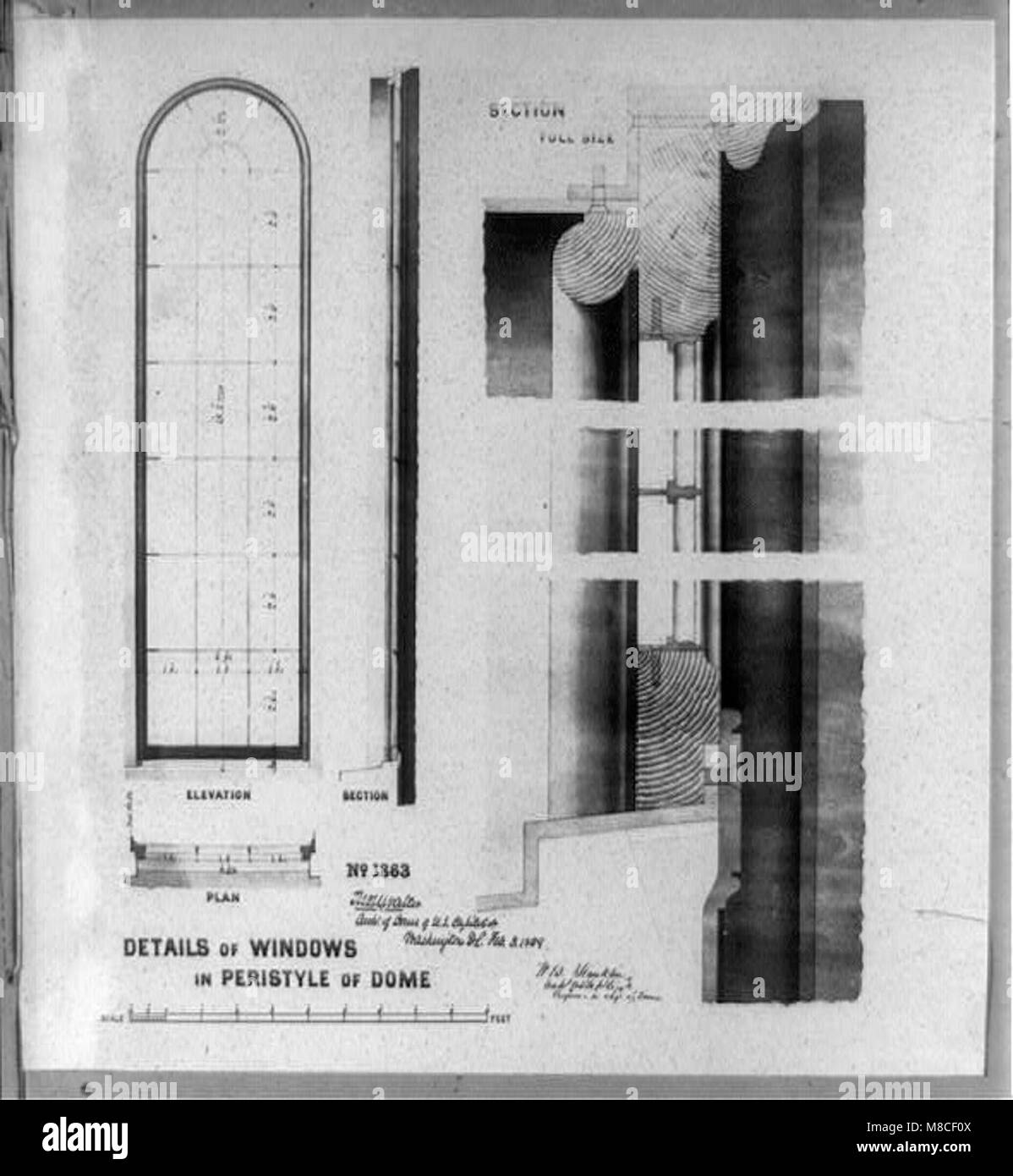 An architectural close-up showing the details of windows in the ...
