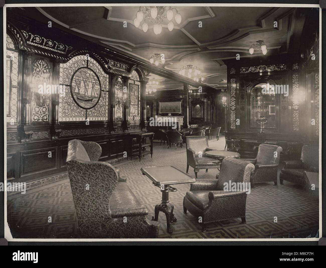 This image depicts the smoking room aboard the White Star Line's ...