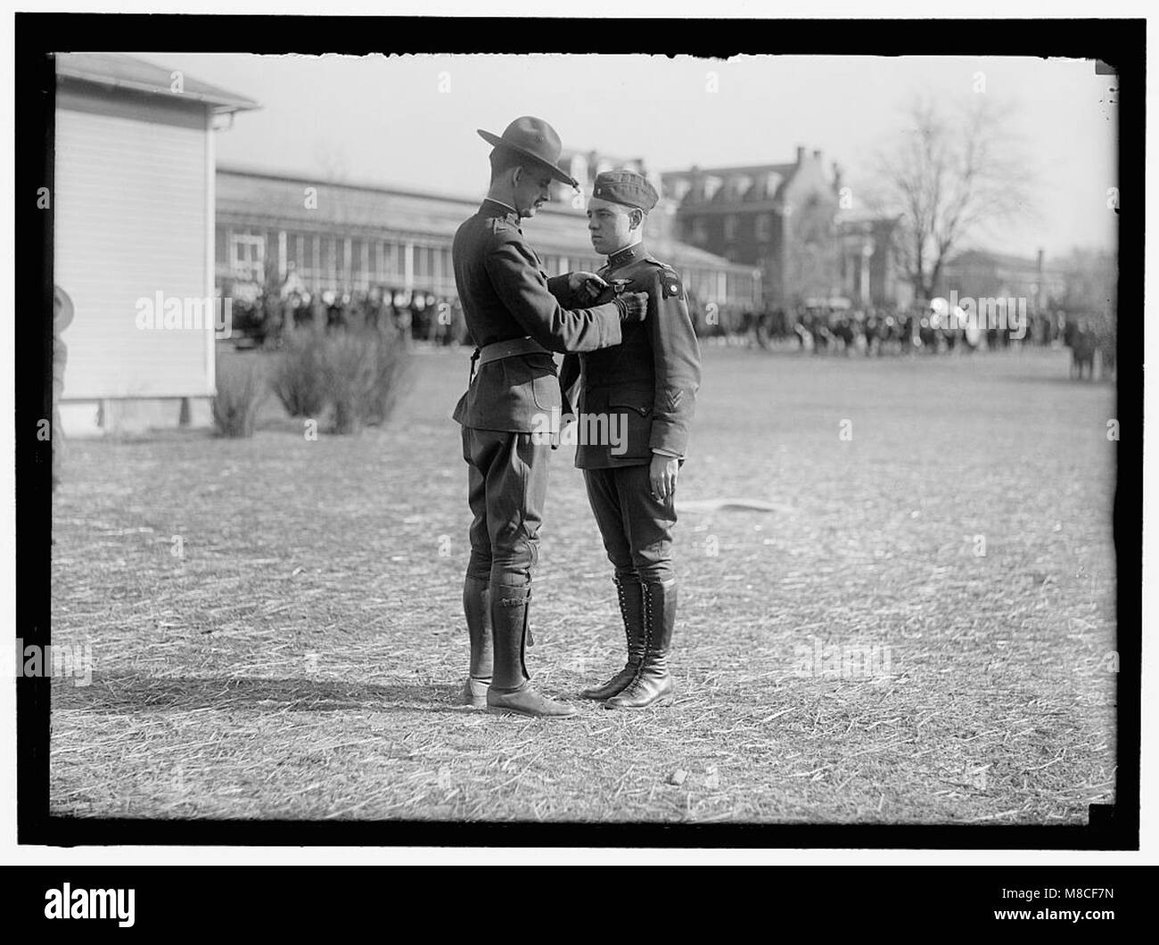 A photograph of Lieutenant C. Drew of the U.S. Army being decorated for ...