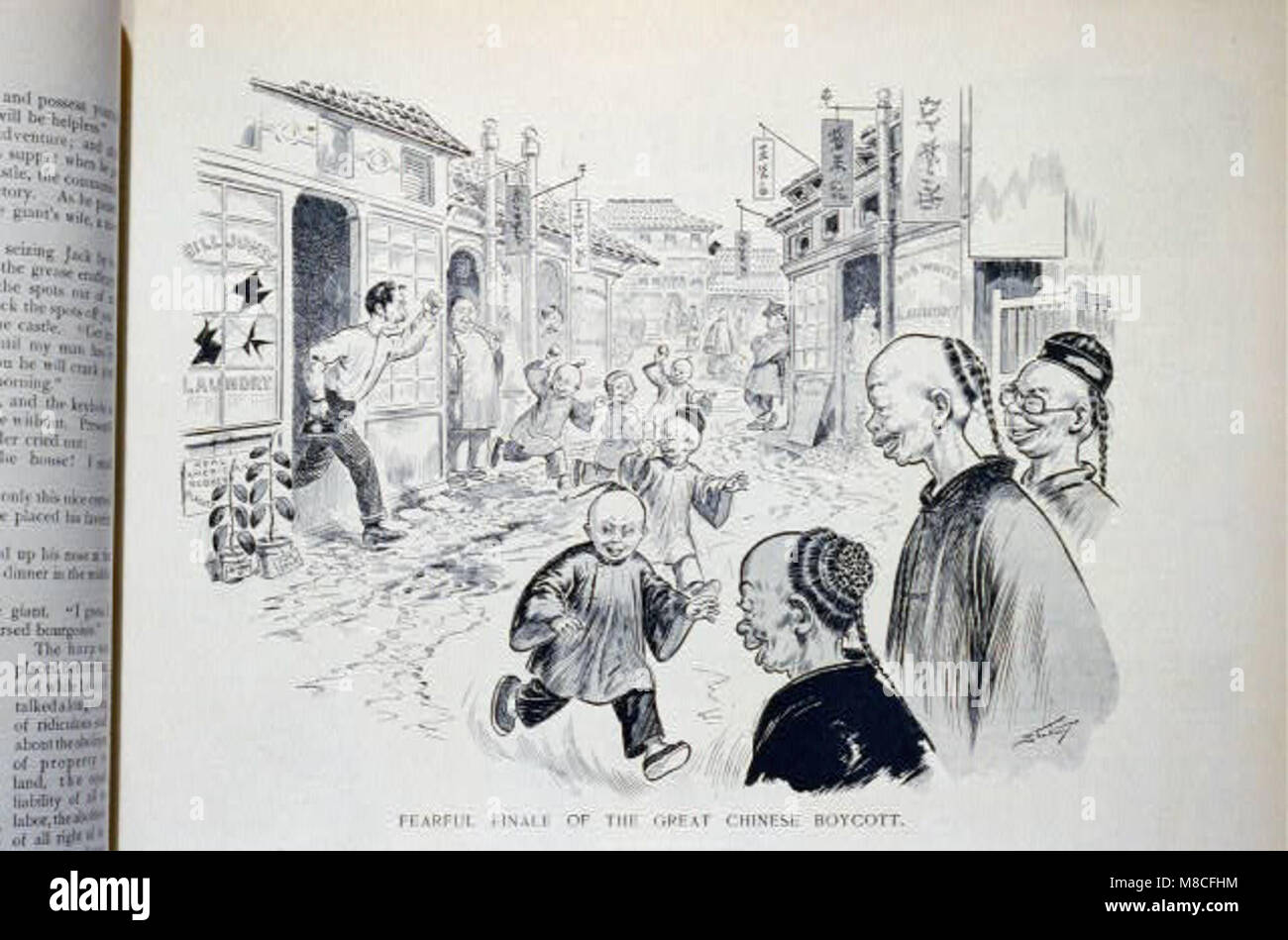 An image depicting the final stages of the great Chinese boycott, a ...