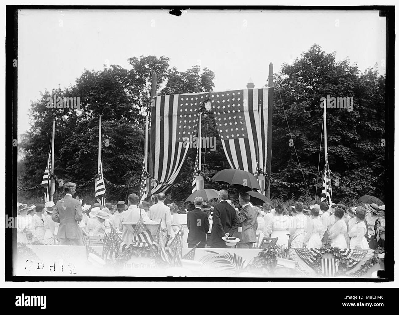 This photograph depicts a general view of Flag Day exercises held at ...