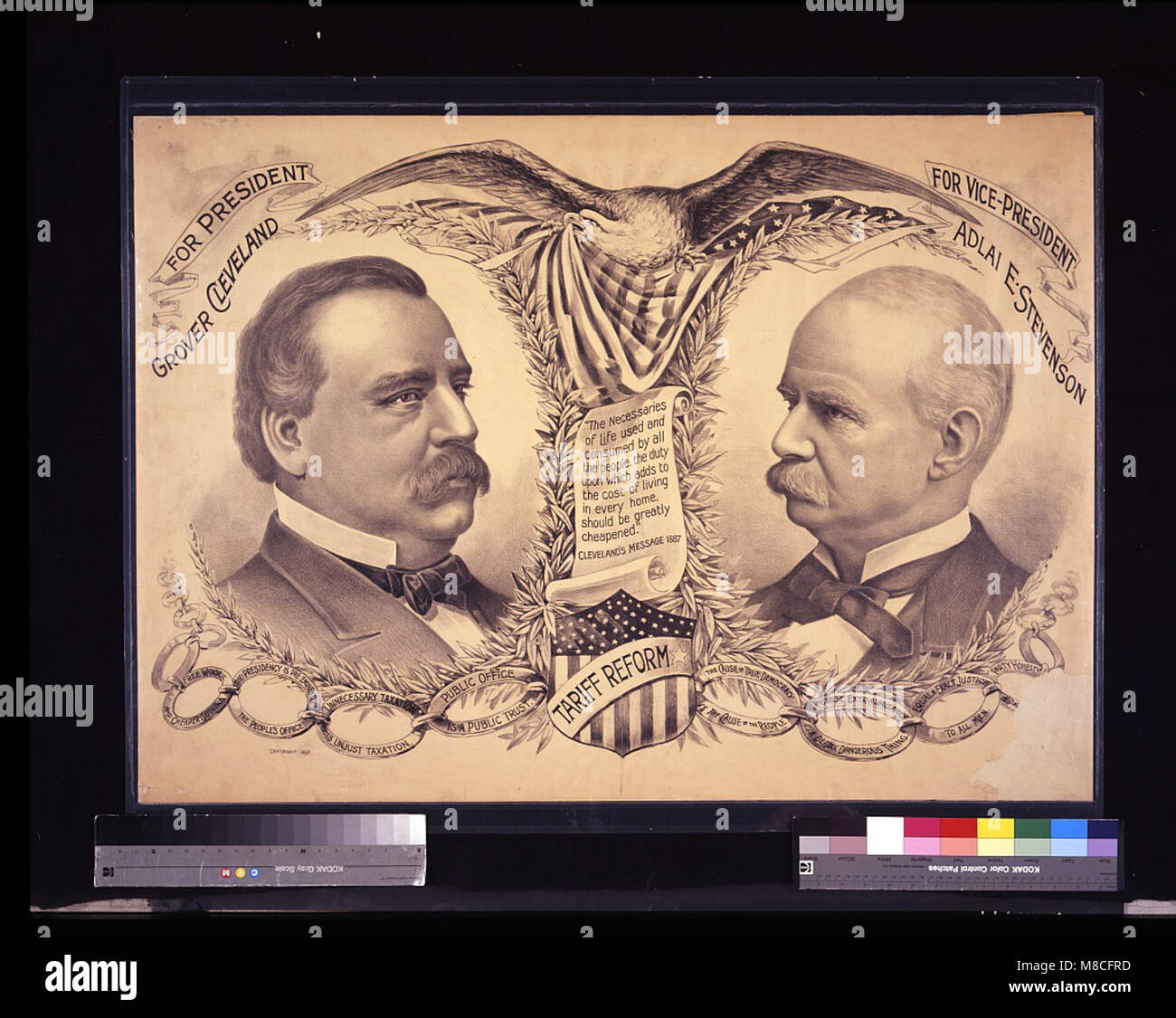 Campaign poster for Grover Cleveland, presidential candidate, and Adlai ...