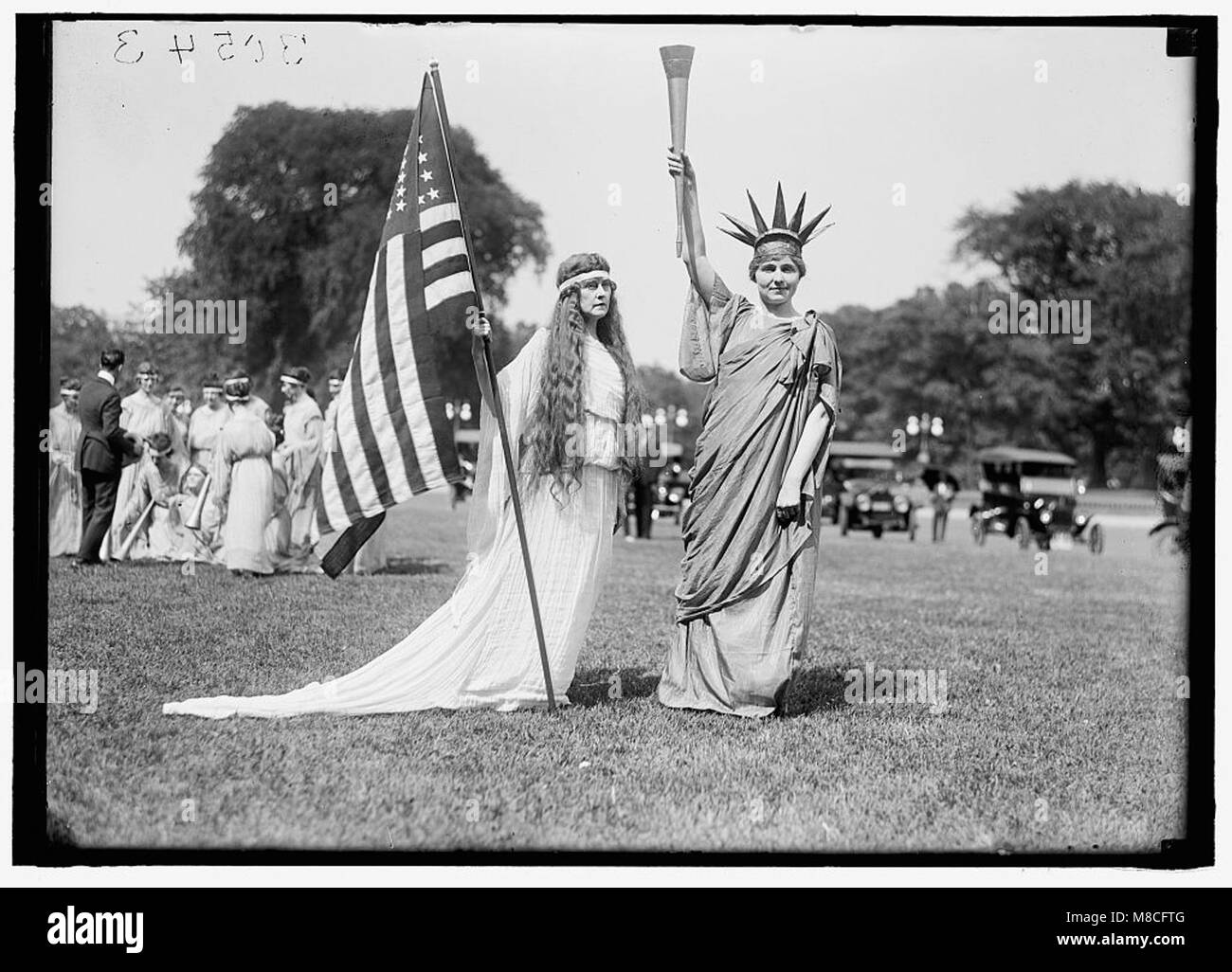 A Fourth of July tableau on the Ellipse in Washington, D.C., depicting ...