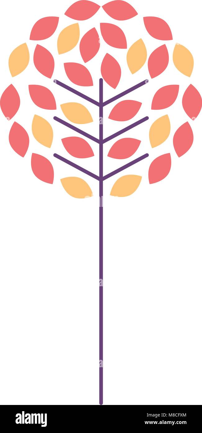 cute round tree autumn leaves natural vector illustration Stock Vector ...